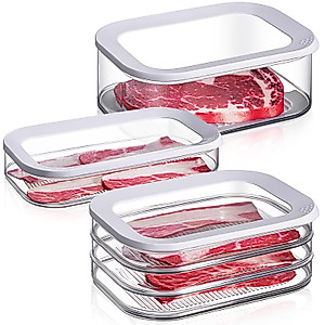 Tioncy 3 Pcs Deli Meat Container for Fridge Bacon Container for Refrigerator Stackable Food Storage Boxes with Lid Cheese Keeper Box for Fridge Airtight Deli Holder Organizer for Turkey Pantry Lunch