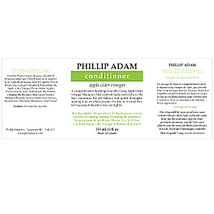 Phillip Adam Apple Cider Vinegar Conditioner for Shiny Hair - No Harsh Preservatives - For All Hair Types - 12 Ounce