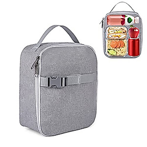 Insulated Lunch Bag for Women Men Work Lunch Pail Cooler, Reusable Thermal Soft Leakproof Lunch Box for Adult Office Lunch Tote Bag Fit Travel Picnic (Gray)