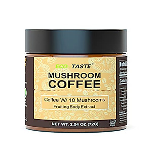 Mushroom Coffee - 36 Servings, Instant Coffee Mix Includes 10 Mushrooms Extract Powder
