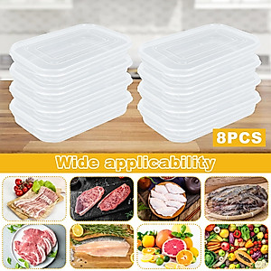 KKONHII Bacon Keeper, 8 Pcs Deli Meat Container for Fridge Plastic Saver Container with Lids and 2 Bacon Clip Airtight Cold Cuts Cheese Container Food Storage Box Shallow Low Christmas Cookie Holder