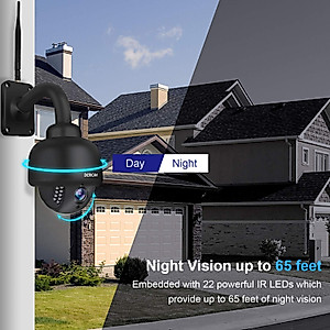 Dericam Outdoor WiFi Security Camera, Wireless PTZ Camera, HD 1080P, 4X Optical Zoom, Auto Focus, Night Vision, Motion Detection, Pre-Installed 32GB Memory Card, Black
