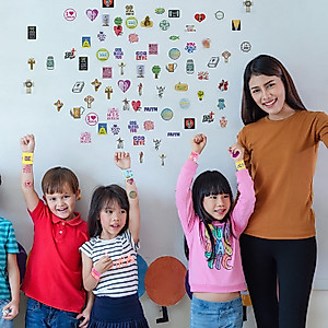 Kolewo4ever 244 Pieces Bible Verses Gifts Set:144 Pieces Bible Verses Slap Bracelets Religious Christian Wristbands 100 Pieces Bible Verses Stickers for Church Gatherings and Additional Activities