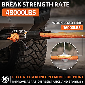 ALL-TOP Kinetic Rope Kit (Reflective) w/ 2 Soft Shackles, 48000Lbs, 1in x 30ft, Heavy Duty 30+% Elasticity, 16000Lbs Work Load Limit