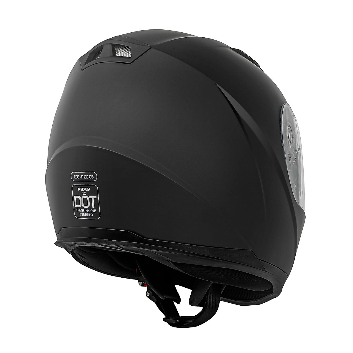 VCAN VX Lightweight Full Face Motorcycle Street Bike Helmet with Extra Tinted Visor DOT Approved (Matte Black, Large)