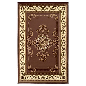 Superior Kensington Collection 5' x 8' Area Rug, Attractive Rug with Jute Backing, Durable and Beautiful Woven Structure, Regal Medallion Rug with Classic Border