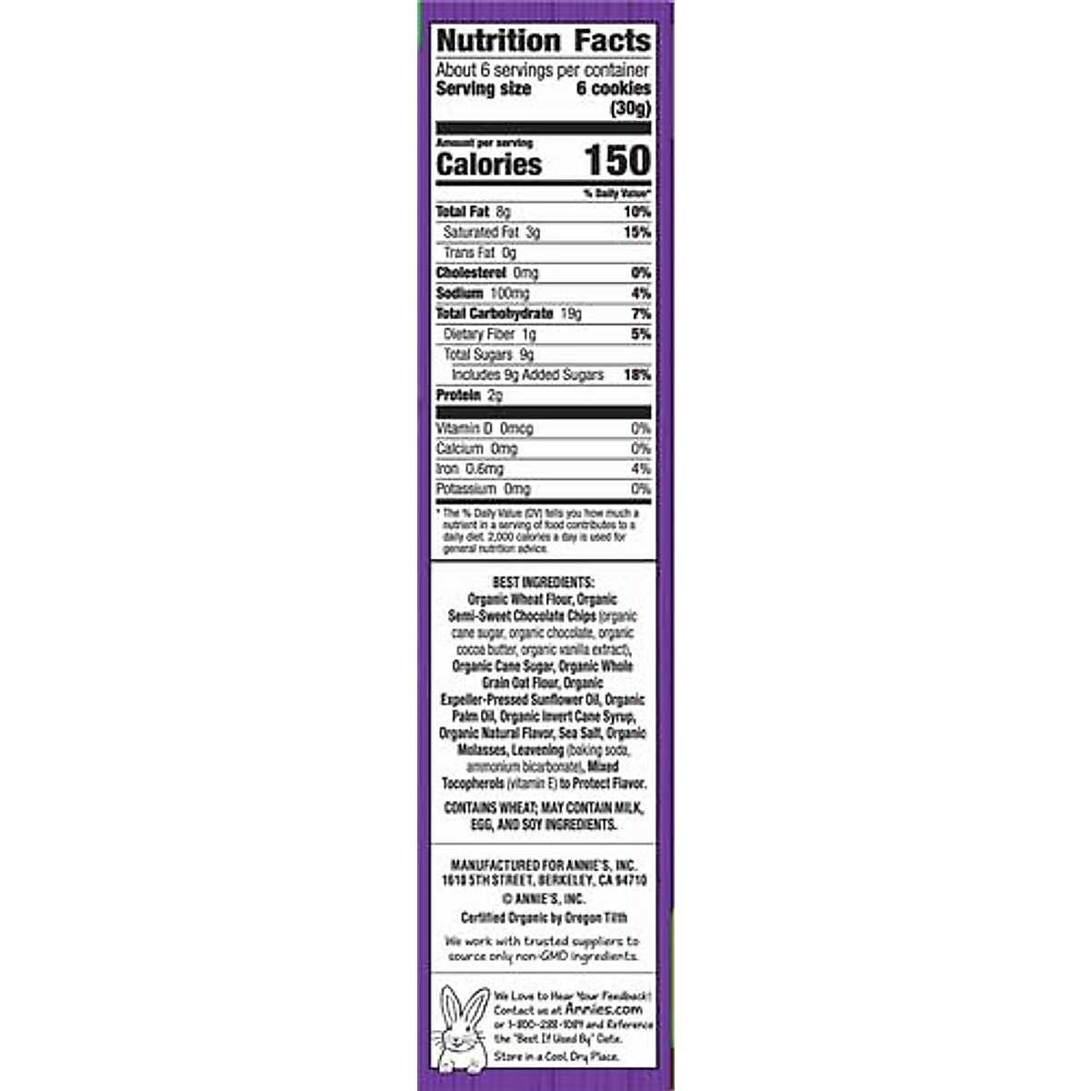 Annie's Organic Chocolate Chip Cookie Bites, 6.5 oz.