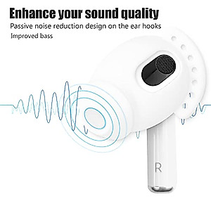 Anti-Slip Earhook with Eartips Compaible with Airpods 3 Ear Tips, Noise Cancalation Protective Ear Grip Tips Skin Cover Case Soft Silicone for Ear Pods 3,2 Pairs White