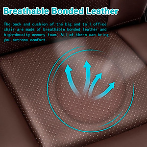 Indulgear Big and Tall Office Chair,500lbs Capacity Heavy Duty Office Chair for Heavy People, Executive Office Chair with Adjustable Lumbar Support, Thick Padded Chair with Quiet Rubber Wheel