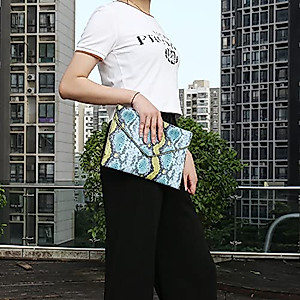 Women Fashion Snakeskin Pattern Clutch Handbag Envelope Bag Chain Shoulder Bag Evening Party Bag