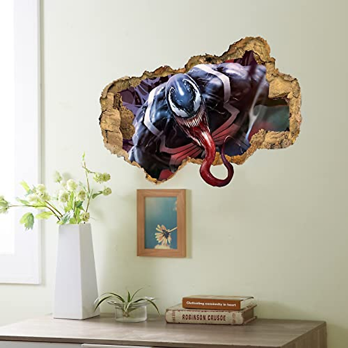 Venom Wall Decals Realistic 3D Superhero Venom Wall Stickers, Self-Adhesive Vinyl Mural for Nursery Kids Bedroom Living Room Playroom Wall Decor(15.7 X 23.6 in）