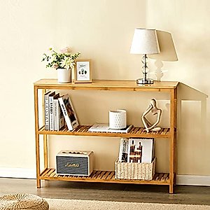 SINWANT Narrow Console Table,Bamboo Sofa Table with 2 Mesh Shelves,Entryway Table Foyer Table for Hallyway,Front Hall,Couch,Living Room,Kitchen etc. Long Console Tables for Entryway,39.4 inch
