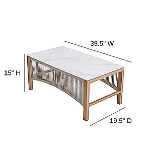 Quality Outdoor Living 65-YZ04OH Oak Hill 4-Piece Outdoor Deep Seating Conversation Set, Medium, Faux Wood + Rope