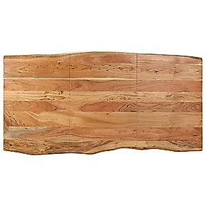 YEZIYIYFOB Dining Table Rectangular Solid Wood Top with Steel Legs Metal Frame Silver Industrial and Rustic Style for Kitchen Meal, Dining Room or Living Room 70.9"x35.4"x29.9" Solid Acacia Wood