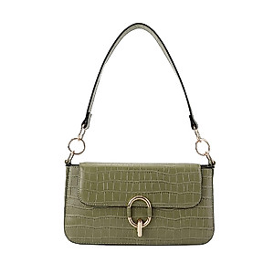 MAXWISE Women Shoulder Bag Handbag Crossbody Crocodile Pattern Designer shoulder Bags Chic Retro Purse PU Leather Handbag for Women (KHAKI)