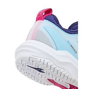 Diadora Women's Speed Blushield Fly 4+ All Ground Tennis Shoe (White/Blueprint/Pink Yarrow, 7.0)