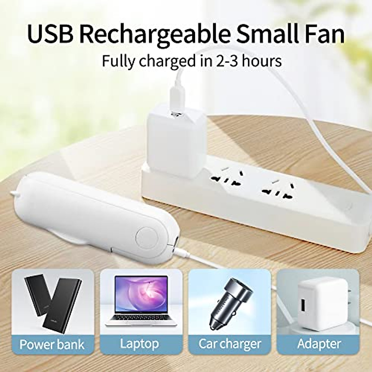 BGFOX Mini Handheld Fan, Hand Fan, Mini Portable USB Rechargeable Small Pocket Fan, Battery Operated Fan for Travel,Outdoor-Pearl White