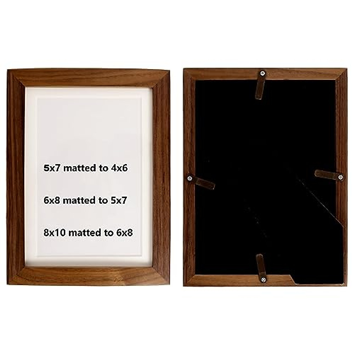 Natural Walnut Wood Photo Frames Inspired Tabletop Picture Frame with Mat, Vertical or Horizontal Display (1, 8x10)