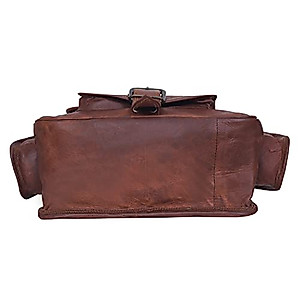 C CUERO 16 Inch Genuine Leather Laptop Backpack Retro Rucksack Backpack Bag Travel Daypack Camping Knapsack