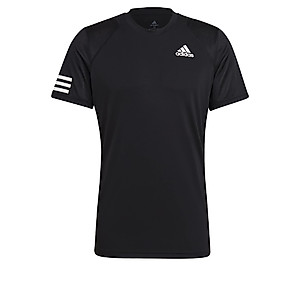 adidas Men's Club Tennis 3-Stripes Tee, Black/White, X-Large