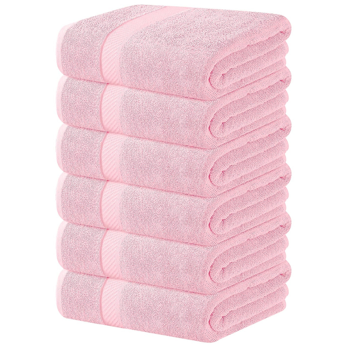 Oakias 6 Pack Small Cotton Towels Pink – 22 x 44 Inches 500 GSM – Hotel, Pool & Gym Towels – Highly Absorbent
