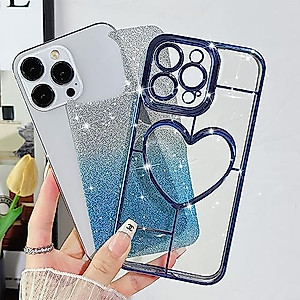 Yeddabox Compatible with iPhone 14 Pro Max Case Heart Phone Case Cute Bling Plating Soft Shockproof Full Camera Protection Bumper Phone Cases for iPhone 14 Pro Max Women Girls Case 6.7" - Glod