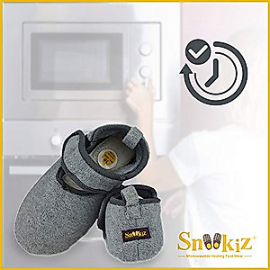 Snook-Ease Mary Jane Style Heated Slippers - Thick Warm Winter Feet Warmers with Microwavable Heatable Inserts – Heated Slippers Foot Heater for Cold feet – Heated Foot Warmers (Grey, Women 6-10)