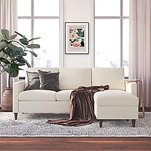DHP Liah Reversible Sectional Sofa with Pocket Spring Cushions, Ivory