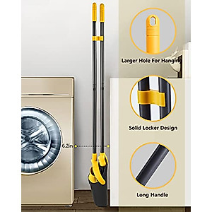 Broom and Dustpan Set, Broom and Dustpan, Broom and Dustpan Set for Home, Stand Up Dustpan Combo Set for Office Home Kitchen Lobby Floor Use (Yellow)