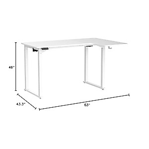 FLEXISPOT Dual Motor 4 Legs L Shaped Standing Desk Corner Desk Computer Electric Sit Stand Up Desk Height Adjustable Desk Home Office Table with Splice Board, 63x43 White