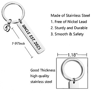 FUSTMW Auntie Uncle Gifts New Aunt Uncle Est 2025 Keychain Uncle To Be Gift First Time Auntie Gifts Promoted to Uncle gifts (UNCLE 2025)