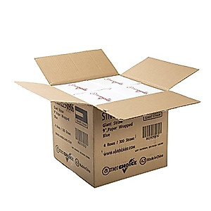 AmerCare 9 Inch Giant Blue Paper Wrapped Straws, Case of 1200