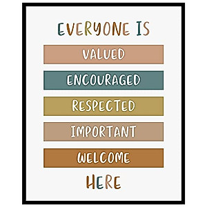 Everyone Is Welcome Here, Boho Classroom Decor, Playroom Wall Art, All Are Welcome, Classroom Poster, Kids Room Art, Classroom Quotes, Social Worker Office Decor, Counselor, 8x10 inch - UNFRAMED