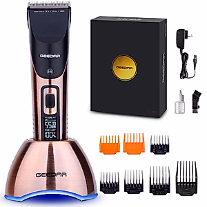 Professional Cordless Hair Clippers for Men (Up to 7 Hour Run Time) Titanium Ceramic Blade LED Display Charger Stand Mens Valentines Day Gifts