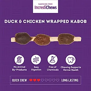 Treatly IncrediChews Kabobs w/Duck & Chicken Meat Wrap Dog Chew Treats - 6 Count/1 Pack