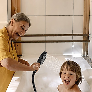 SR SUN RISE Magnetic Shower Faucet with Handheld Sprayer 2-in-1 Dual Shower Head with 8-Spray Hand Held Shower Wand and ON/OFF Switch for Saving Water 1.8 GPM Shower Combo, Matte Black