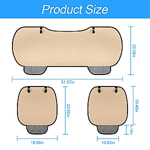 3PCS Set Car Seat Cushion for Front and Back Seat, 3D Soft Linen Breathable Auto Seat Cover, Comfort Non-Slip Rubber Bottom Universal for Most Cars (Black/Gold/3PCS)