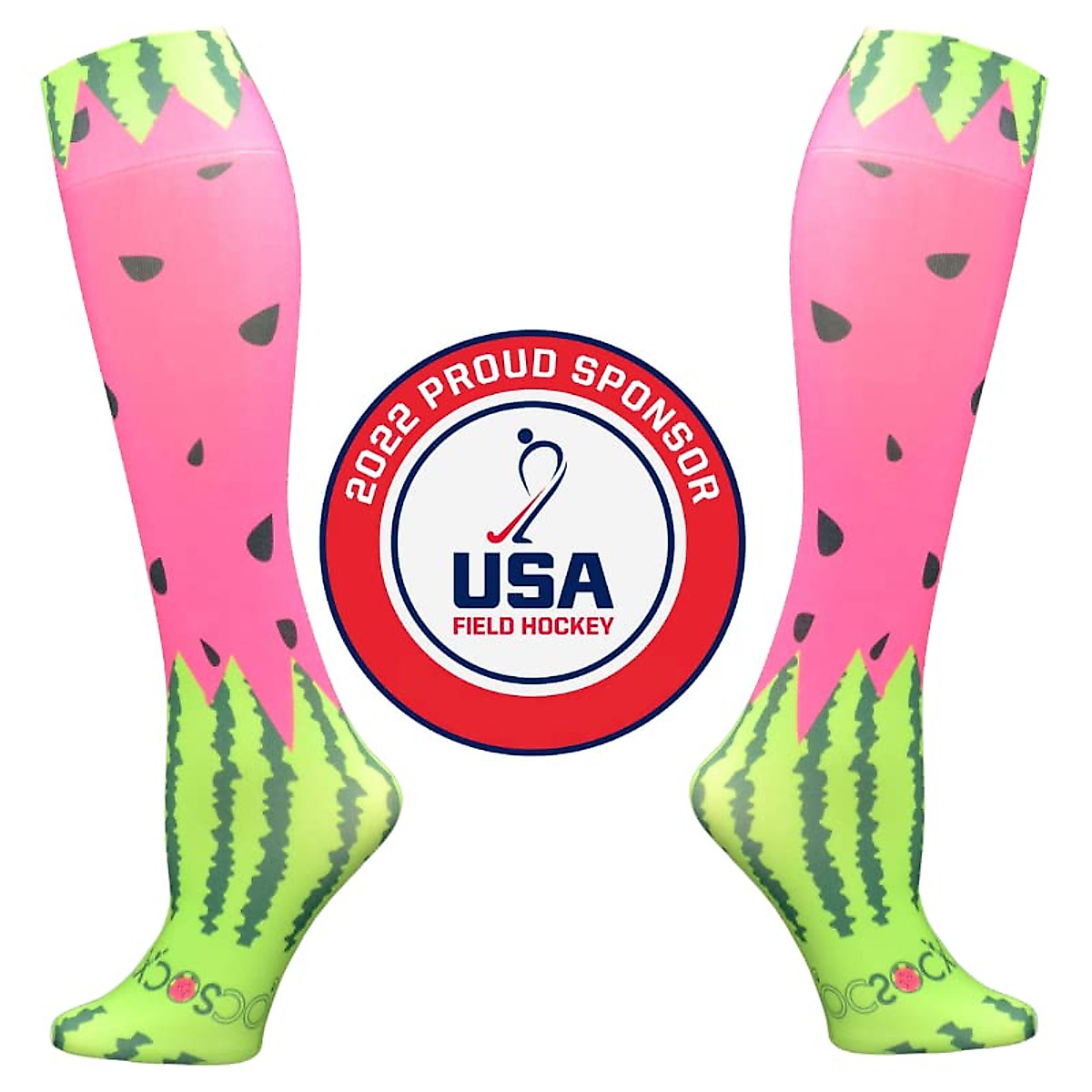 Hocsocx Watermelons Socks Performance Liner Moisture-Wicking Protection for Field Hockey, Ice Hockey, and Soccer
