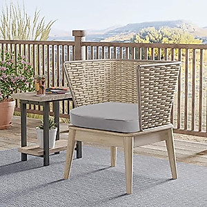 idee-home Outdoor Chair Cushions Set of 4, Thick 3" Outdoor Cushions Patio Furniture with Ties, Waterproof Patio Chair Pads Seat Dining Chair Cushions 17" x 16" x 3" Silver Grey