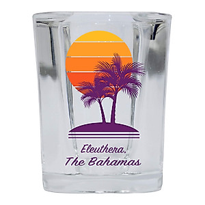R and R Imports Eleuthera The Bahamas Souvenir 2 Ounce Square Shot Glass Palm Design