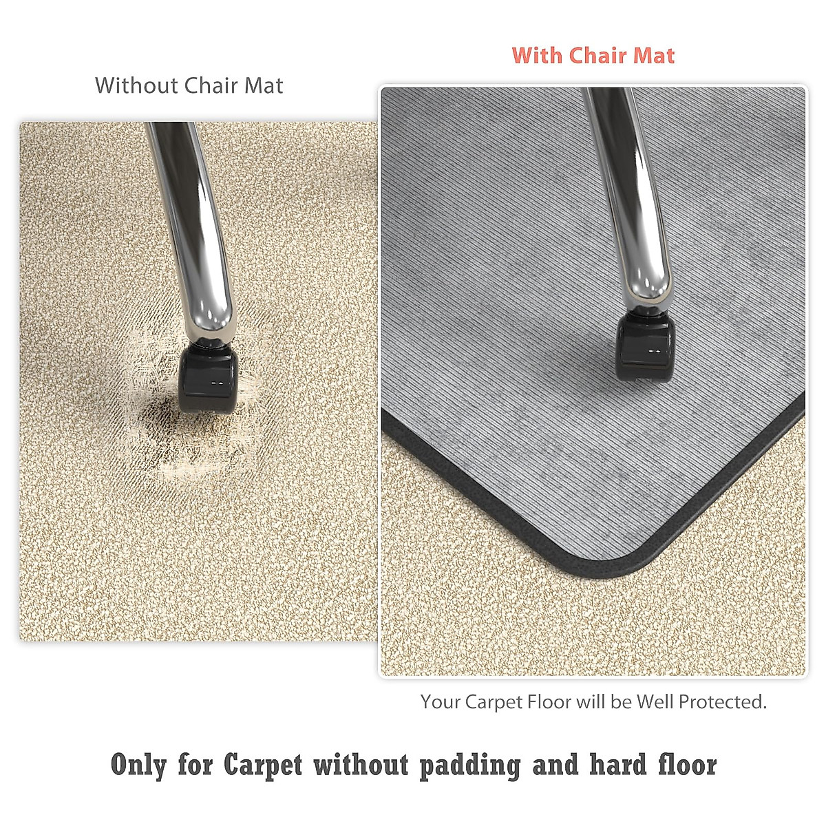 Heavy Duty Office Chair Mat for Carpet and Hardwood Floor Bohemian Desk Chair Mat Rug 36'' x 48'' Jacquard Woven Surface Floor mats for Office Home