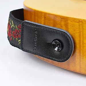 CLOUDMUSIC Tenor Concert Soprano Baritone Ukulele Strap Coloful Hawaii Floral Jacquard For Adult Size And Kids(Red Roses)