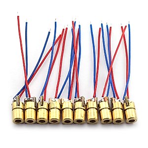 Tegg 10 PCS Mini 650nm 6mm 5mW Red Laser Dot Diode Module Copper Head 3.3V