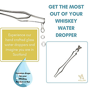 Glass Whiskey Water Dropper Thistle Top, Made in Scotland - Water Pipette for Scotch, Whiskey, Bourbon & Rye ideal Gift, Bar Accessory