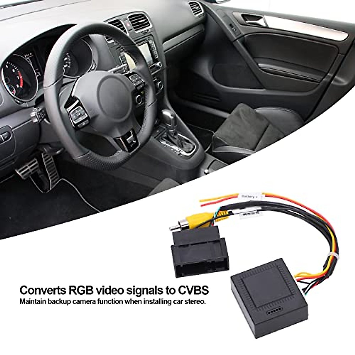 Qiilu Backup Camera Rear View License Plate Reverse Camera 12V 5W RGB to AV Converter Decoder Box Adapter Backup Camera Parts Replacement for Magotan CC