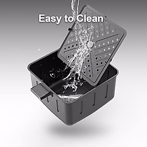 WETIE Air Fryer, 7 QT Airfryer Oilless Cooker, 1400W Hot Air Fryers with Visible Window, Non-stick Basket, Temperature & Time Knob, Suitable for Families of 4 to 8, Black