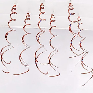 Mefuny Pack of 24 Party Swirl Decorations,Rose Gold Foil Ceiling Hanging Swirl Decoration, Whirls Decorations for Birthday,Wedding,Anniversary, Graduation Party Supplies