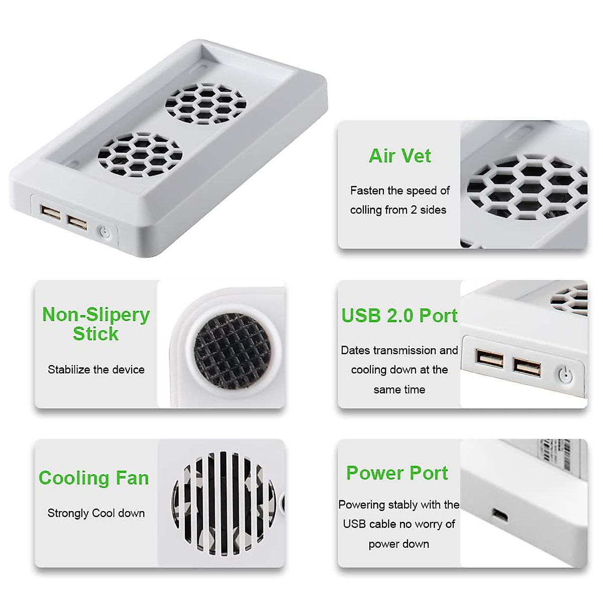 Mviioe Cooling Fan Compatible with Series S Stand Dual Purpose Cooling Fan Cooler System Dock Station Accessories with 2 Extra USB Ports