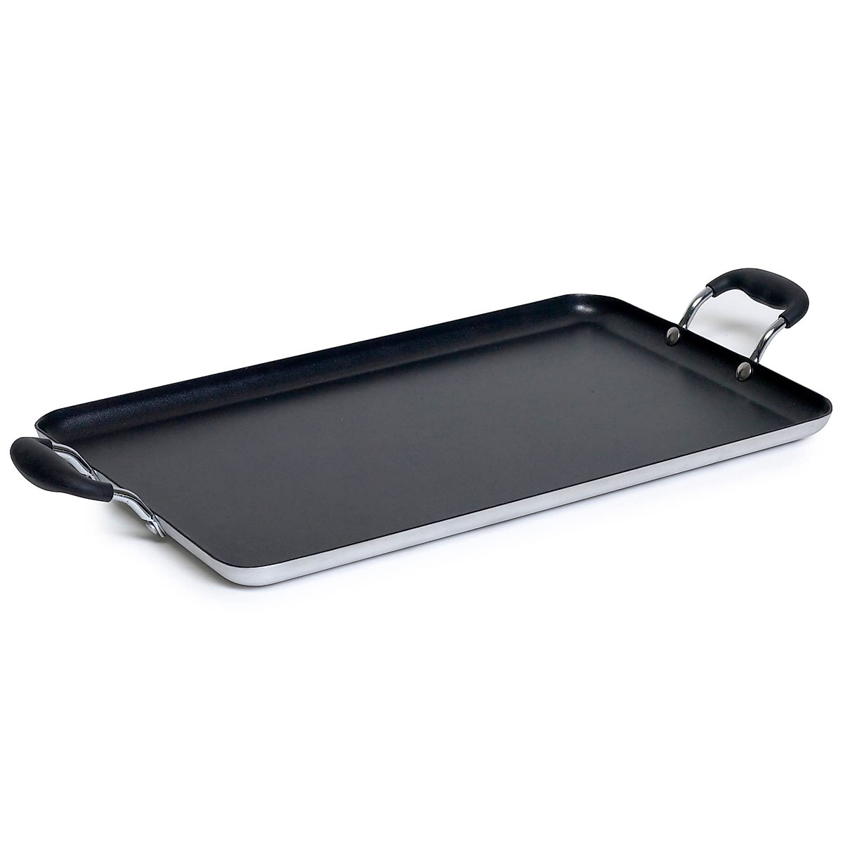 IMUSA USA, Black IMU-1812 Soft Touch Double Burner/Griddle, 20" X 12"