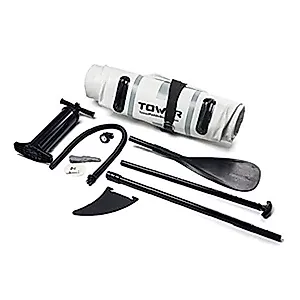 TOWER Inflatable 10’4” Stand Up Paddle Board - (6 Inches Thick) - Universal SUP Wide Stance - Premium SUP Bundle (Pump & Adjustable Paddle Included) - Non-Slip Deck (Adventurer 2-10'4")